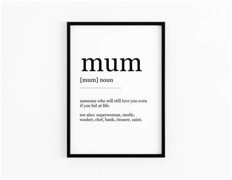 Mothers Day Mum Definition Print Wall Art Print Etsy Australia