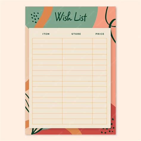Premium Vector Hand Drawn Wish List Template