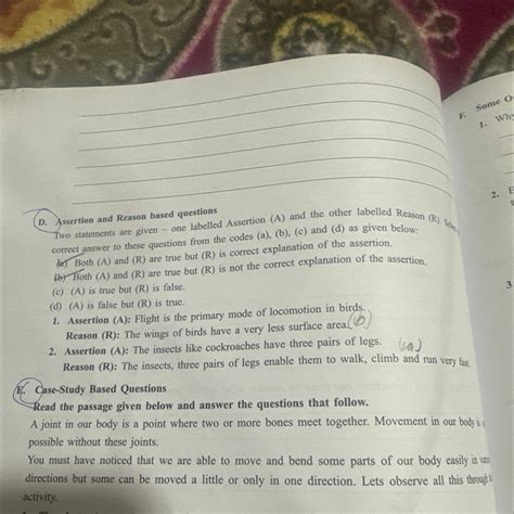 D Assertion And Reason Based Questions Two Statements Are Given One