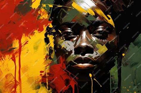 Premium Photo African American Woman In Black Red Green And Yellow