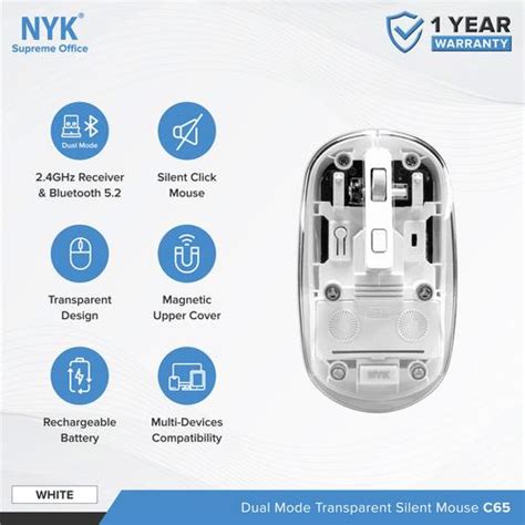 Jual Mouse Nyk C65 Silent Click Dual Mode Bluetooth Wireless