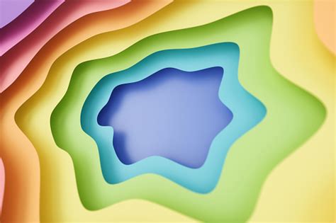 추상 종이 잘라 배경 무지개 색 파스텔 색상 디자인 레이아웃 프레젠테이션 전단지 배너 포스터 및 브로셔를 위한 3d 파스텔 색상 릴리프 효과 계층화 된 지형 3d 렌더링 3