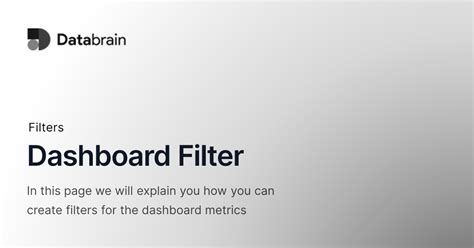 Dashboard Filter Databrain