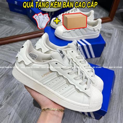Giày Adidas Superstar Das Sò Full 3 Màu Trắng Kem Trắng Hồng Trắng