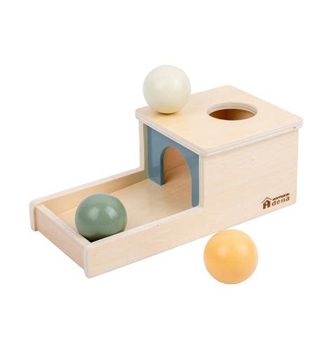 Adena Montessori 트레이가 있는 물체 영구 상자 나무 공 3개 몬테소리 장난감 6 12개월 티몬