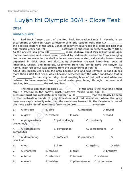 30 4 Cloze Tests Pdf