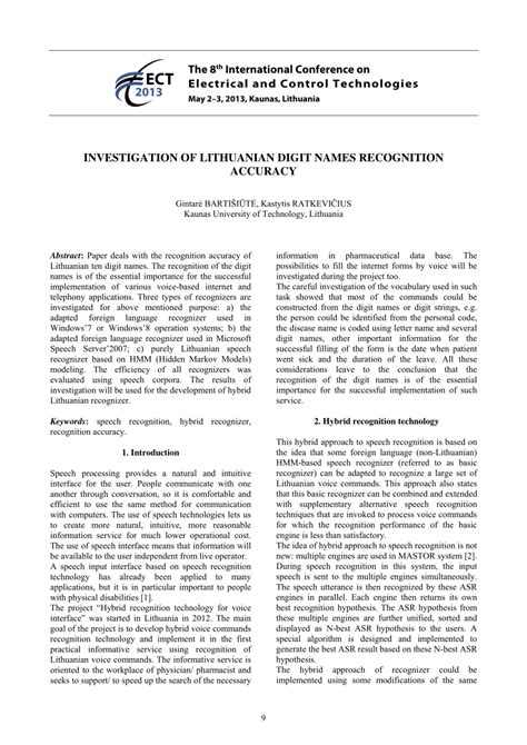 Pdf Investigation Of Lithuanian Digit Names Recognition Accuracy