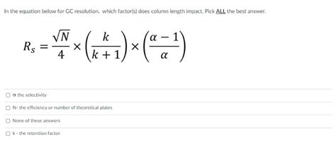 Solved In The Equation Below For Gc Resolution Which Chegg