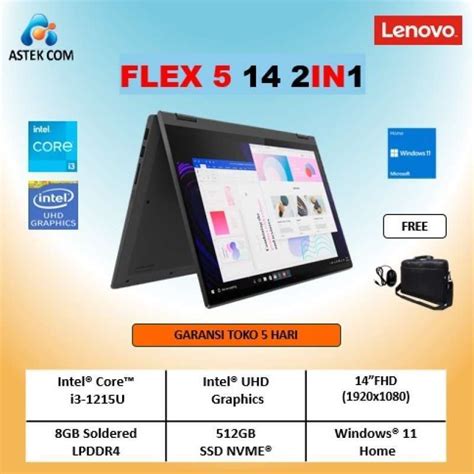 Promo Lenovo Flex 5 14 2in1 Touch Intel I3 1215 8gb 512gb Win 11 14
