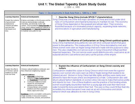 Unit 1 Study Guide Review Answers Unit 1 The Global Tapestry Exam