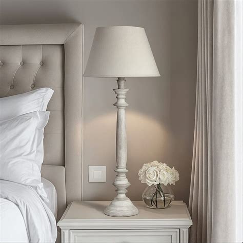 Chatsworth Tall Wooden Thin Table Lamp With Neutral Shade Rowen Homes