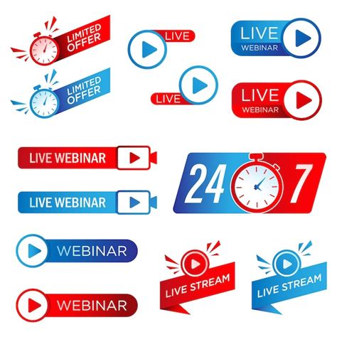 Premium Vector | Stream icons set Broadcast buttons set Vector illustration