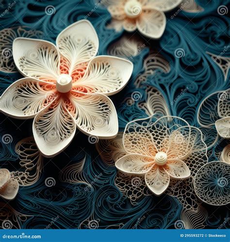 Fractal Paper Flower Designs With Biomimicry Inspired Lace Patterns Stock Illustration