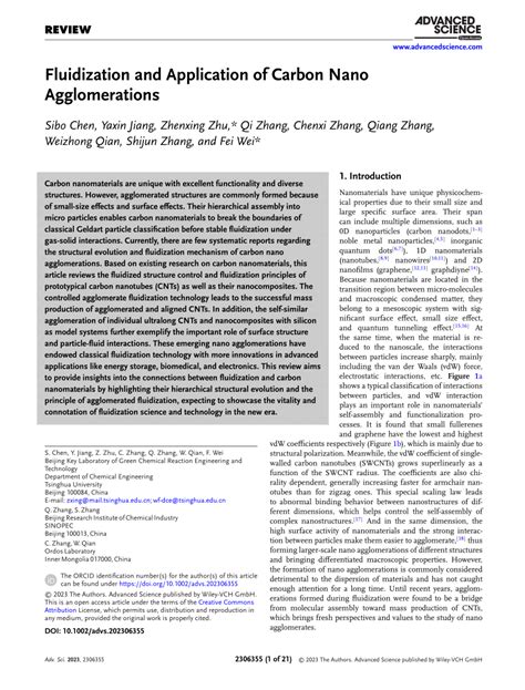 pdf fluidization and application of carbon nano agglomerations