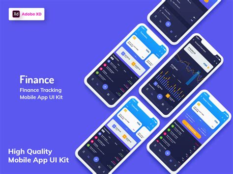 Finance Tracking Mobile App Ui Kit Dark Graphic By Djagan Creative Fabrica