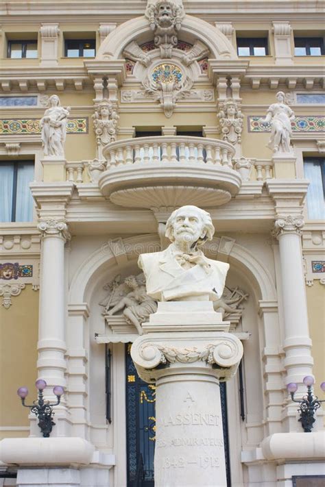 Statue To The French Composer Jules Massenet In Monaco Editorial Stock
