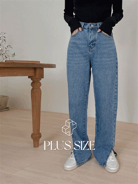 빅사이즈~xl 입고싶어 일자핏 트임 롱 데님 팬츠