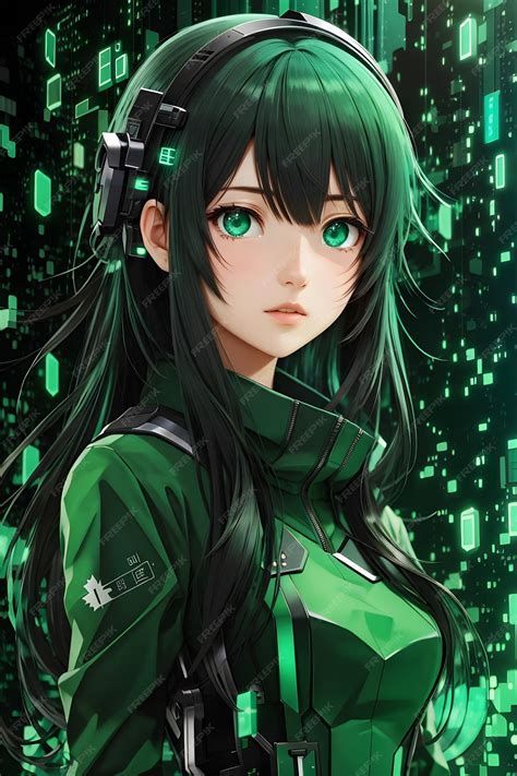 Premium Ai Image Binary Code Anime Girl Anime Futuristic Girl Cyber Anime Girl Ai Generative