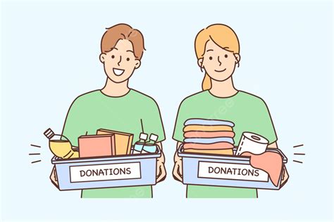 Smiling People With Donations Boxes Supply Donation Shelter Png And