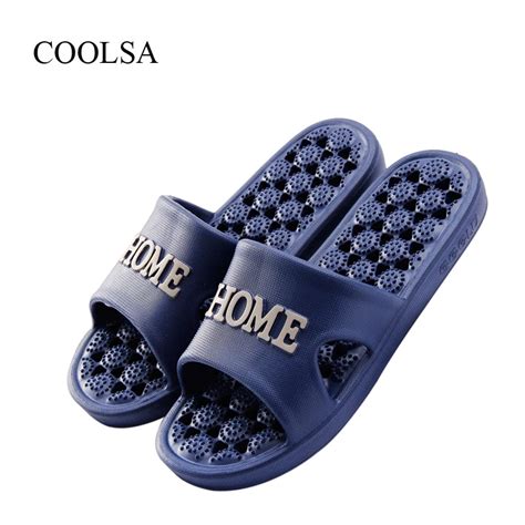 Coolsa Mens Indoor Solid Non Slip Massage Slippers Bathroom Home