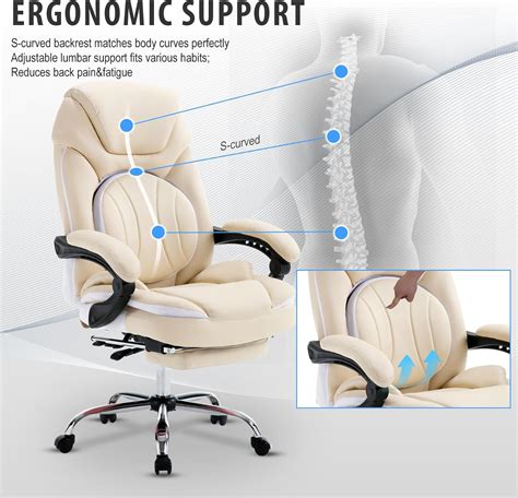Comermax Sillas de oficina reclinables con reposapiés soporte lumbar silla de escritorio