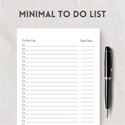 Minimal To Do List Printable Simple Tasks List Template Productivity