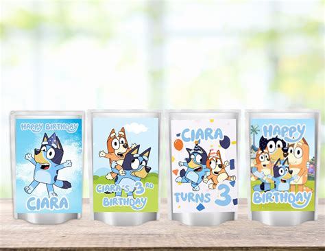 Bluey Custom Party Favor Bundle Bluey Pouch Candy Wrapper Labels Bingo