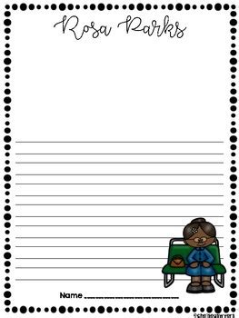 Rosa Parks Writing Sheets By The Teach At The Beach TPT