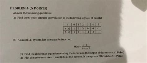 Solved Problem 4 5 Points Answer The Following Questions