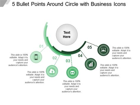 5 Bullet Points Around Circle With Business Icons PowerPoint