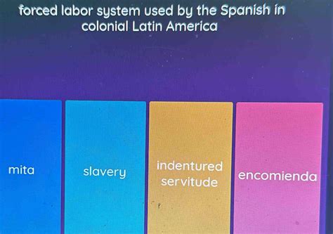 Solved Forced Labor System Used By The Spanish In Colonial Latin