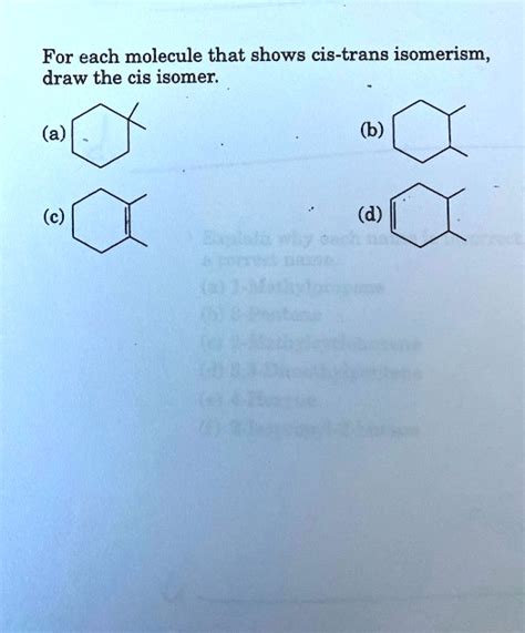 Solved For Each Molecule That Ghows Cis Trans Isomerism Draw The Cis