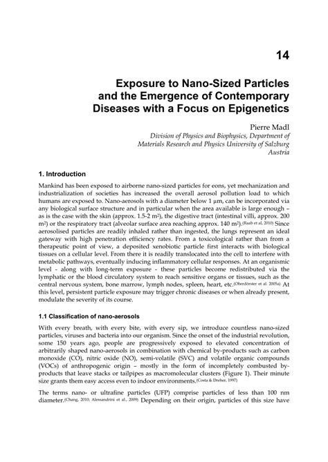 Pdf Exposure To Nano Sized Particles And The Emergence Of Contemporary Diseases With A Focus