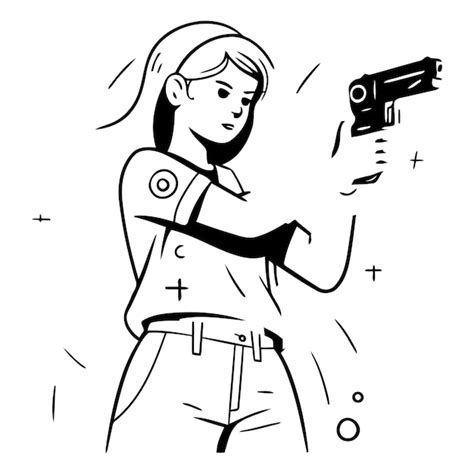 Premium Vector Girl With A Gun In Her Hand Comic Book Style Vector