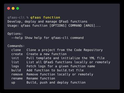 Qfaas Cli Tool Sample Commands For Working With Qfaas Functions