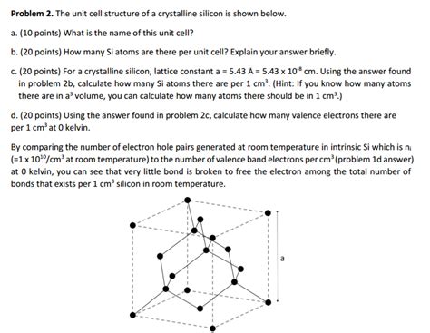 Solved The Unit Cell Structure Of A Crystalline Silicon Is