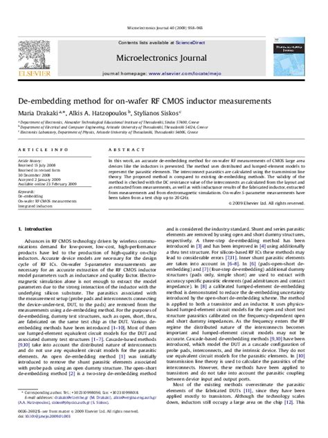 Pdf De Embedding Method For On Wafer Rf Cmos Inductor Measurements