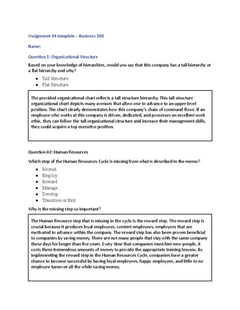 Bus100 A4 Assignment 4 Assignment 4 Template Business 100 Name