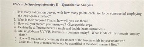 Solved Uvvisible Spectrophotometry Ii Quantitative