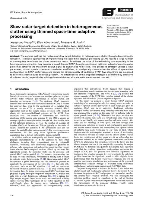 pdf slow radar target detection in heterogeneous clutter using