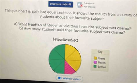 Solved Bookwork Code F Calculator Not Allowed This Pie Chart Is