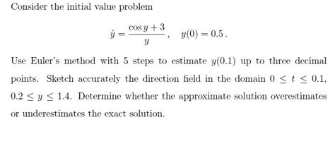Consider The Initial Value Problem Use Euler S Method Chegg