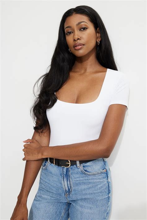 Sculpt Scoop Neck Bodysuit White Dynamite