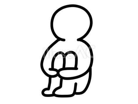 体育座りの棒人間イラスト No 23443431／無料イラストフリー素材なら「イラストac」