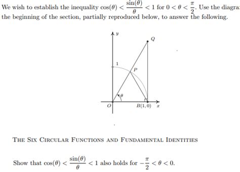 Solved We wish to establish the inequality cos θ