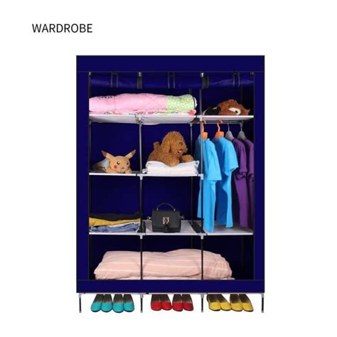 Armoire de Rangement en Tissu Triple à vêtements Dressing penderie Tringle avec Portes
