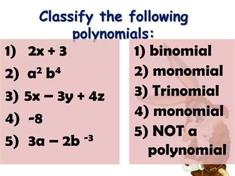 Classifying Polynomials Pptx