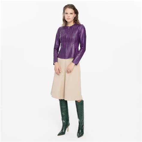 Mor Deundria Mor Kadın Fit Panelli Deri Ceket 1010034720 1 Desa