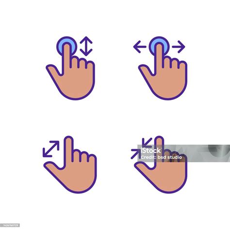 Vetores De Rolagem E Ampliação De Gestos Pixel Perfeitos Ícones De Cor
