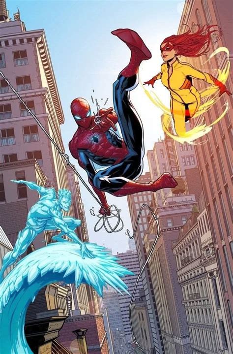 X Men Crossover Iceman Firestar And Spiderman Firestar And
